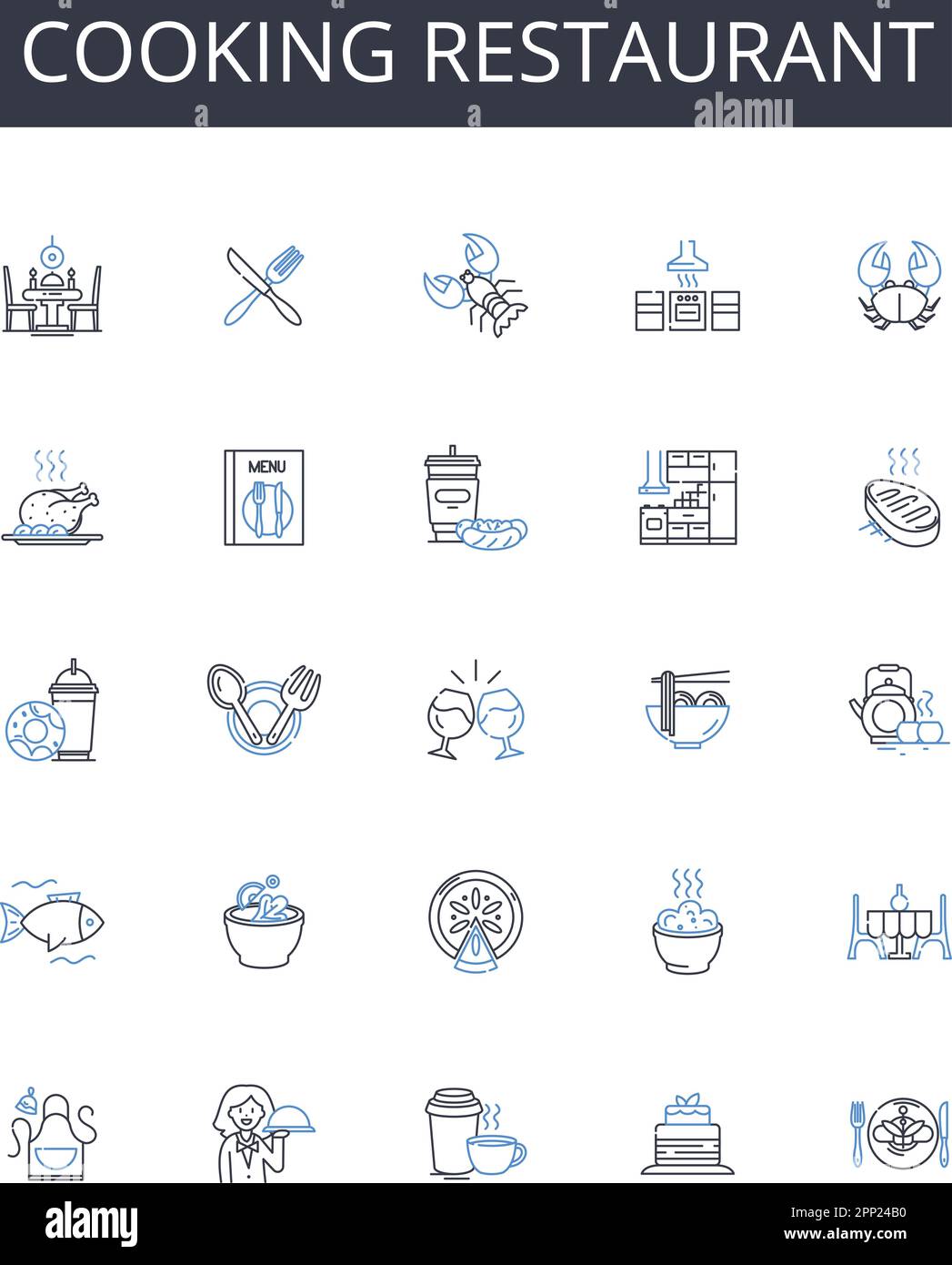 Cooking restaurant line icons collection. Expertise, Proficiency, Skill ...