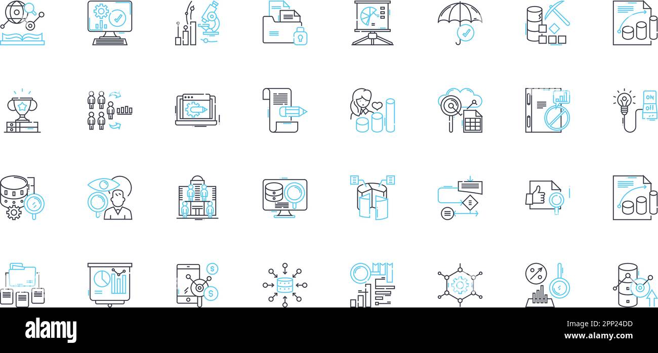 Business insights linear icons set. Analytics, Trends, Strategies, Data, Metrics, Performance ...