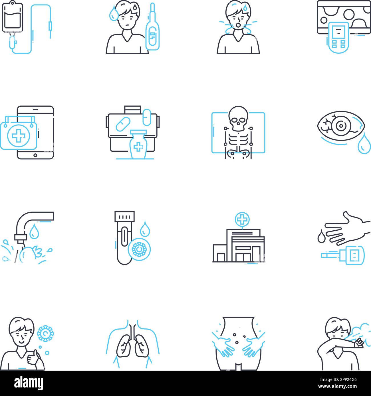 Viral eradication linear icons set. Antibiotics, Antivirals ...