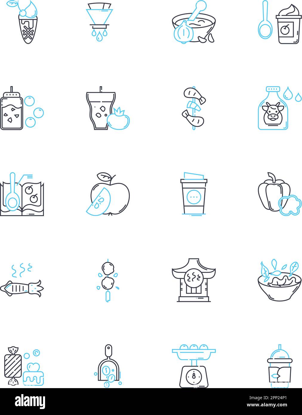 Culinary technology linear icons set. Sous-vide, Molecular, Fusion ...