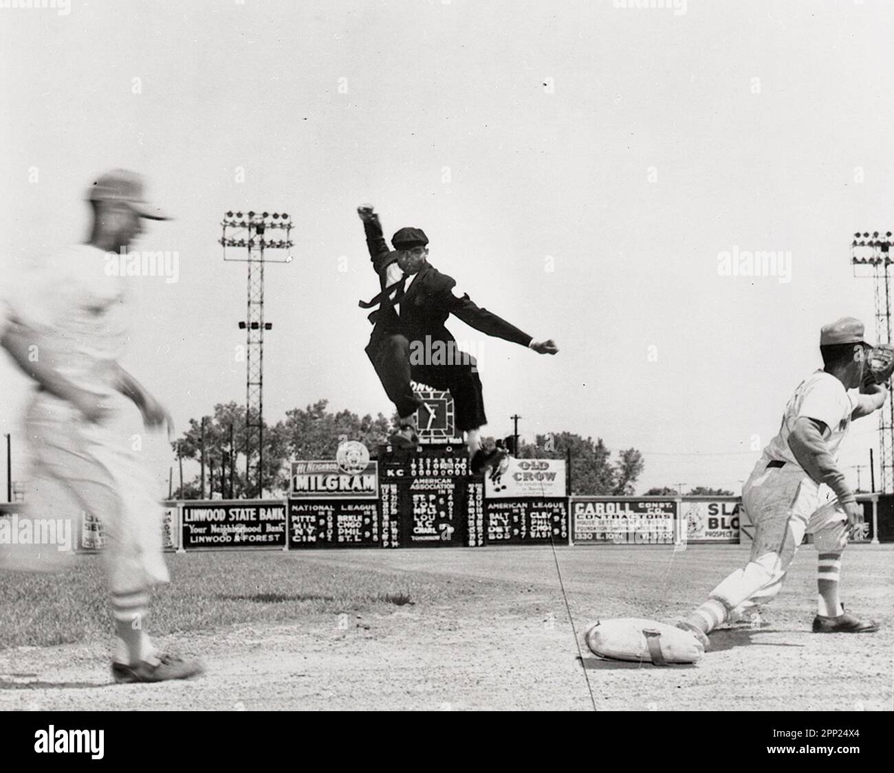 Iconic image of Negro Baseball League umpire Bob Motley, jumping up ...