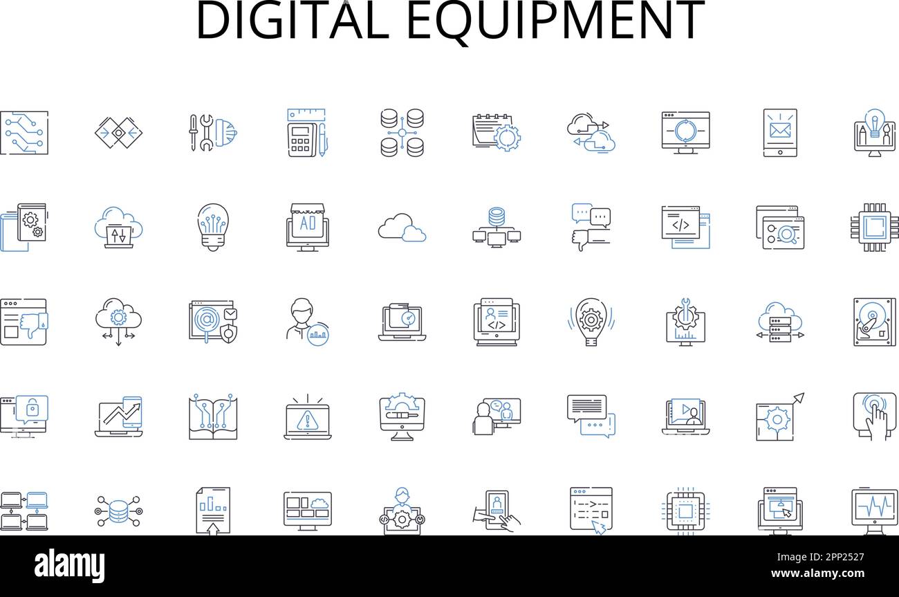 Digital equipment line icons collection. Authenticity, Engagement ...