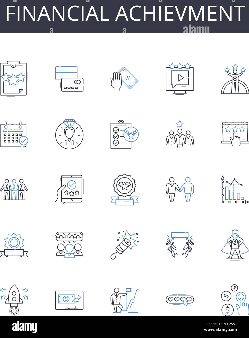 Financial achievment line icons collection. Economic success, Mtary ...