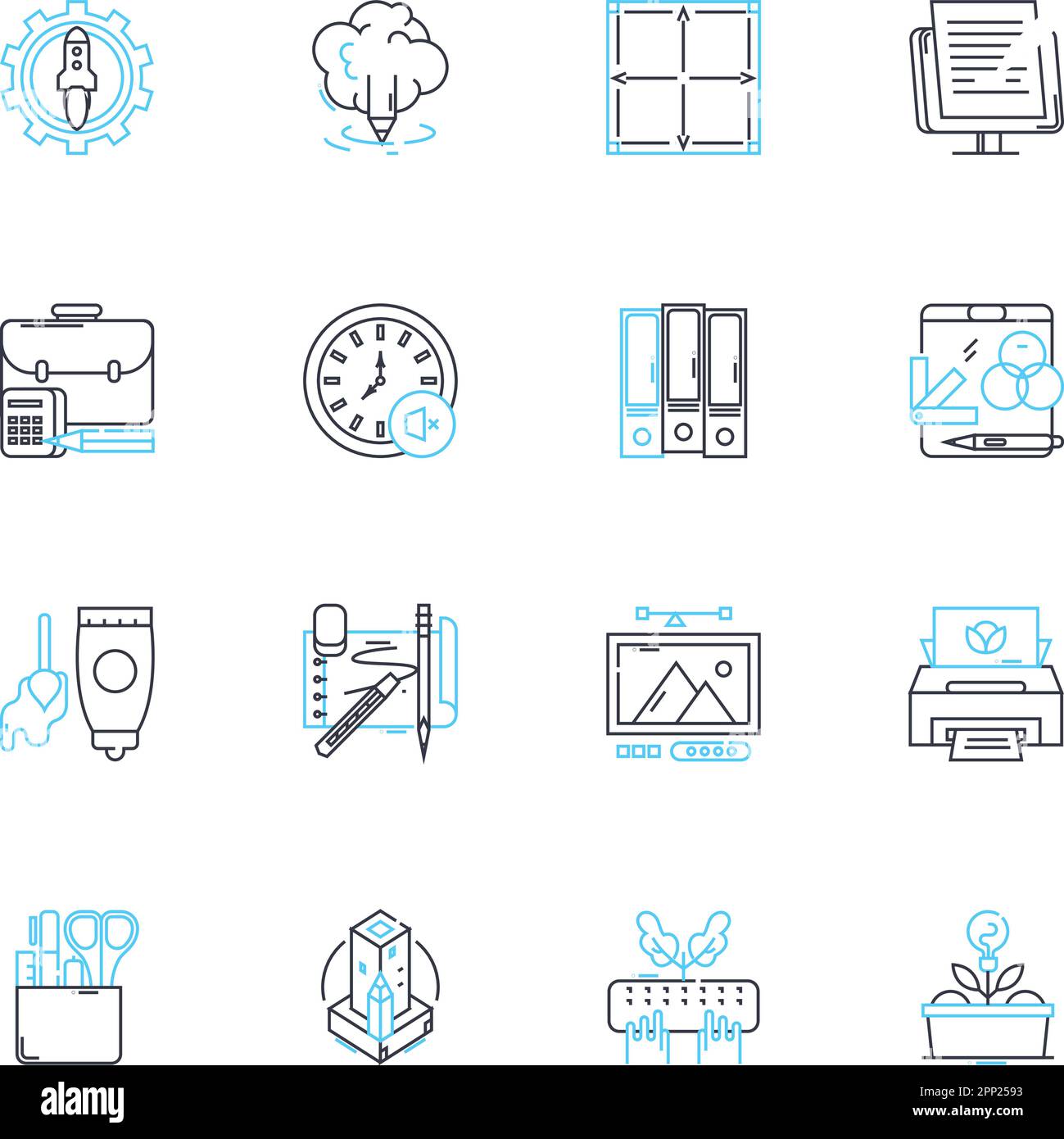 Executive center linear icons set. Boardrooms, Suites, Offices ...