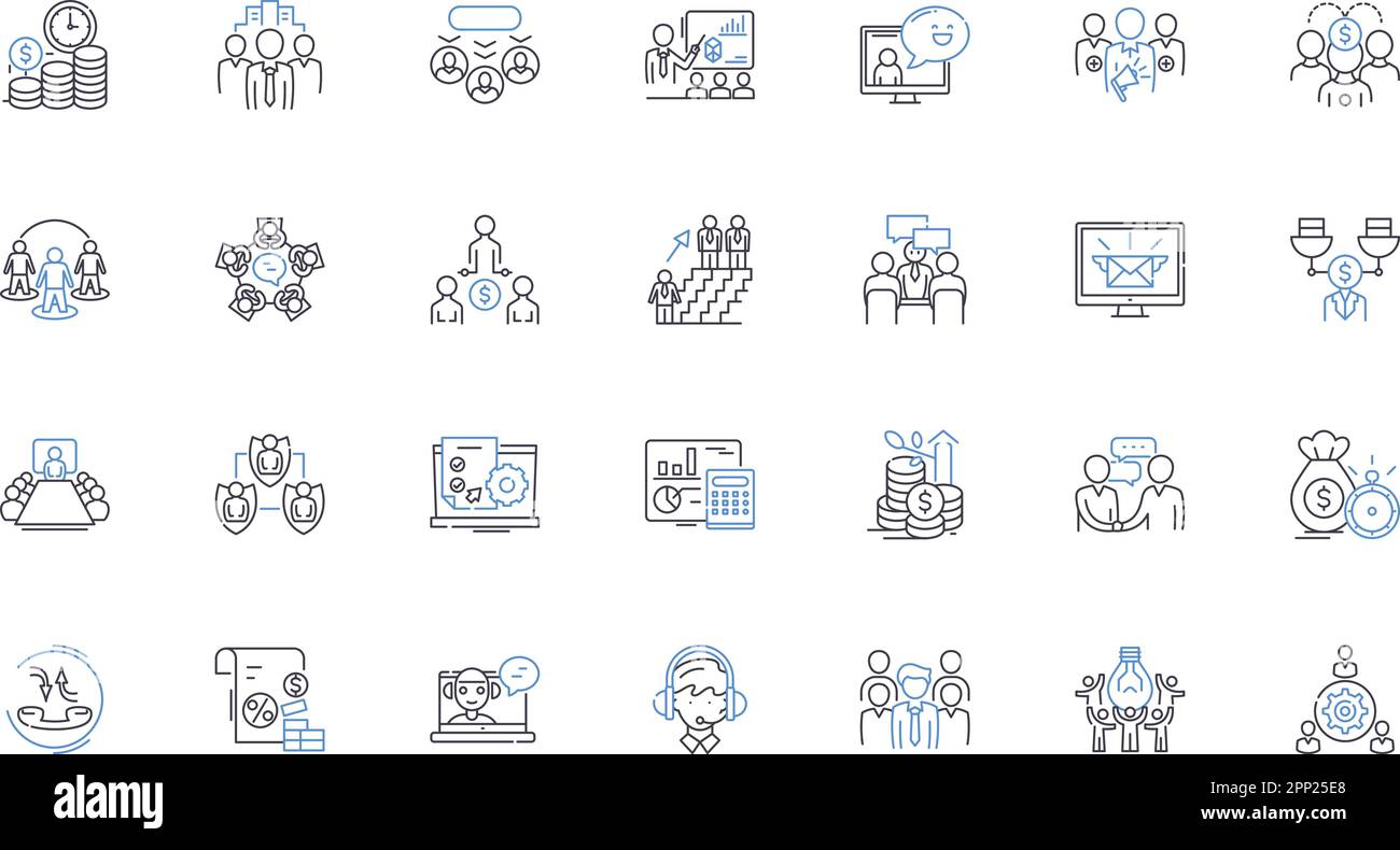 Establishment mechanism line icons collection. Formation, Institution ...