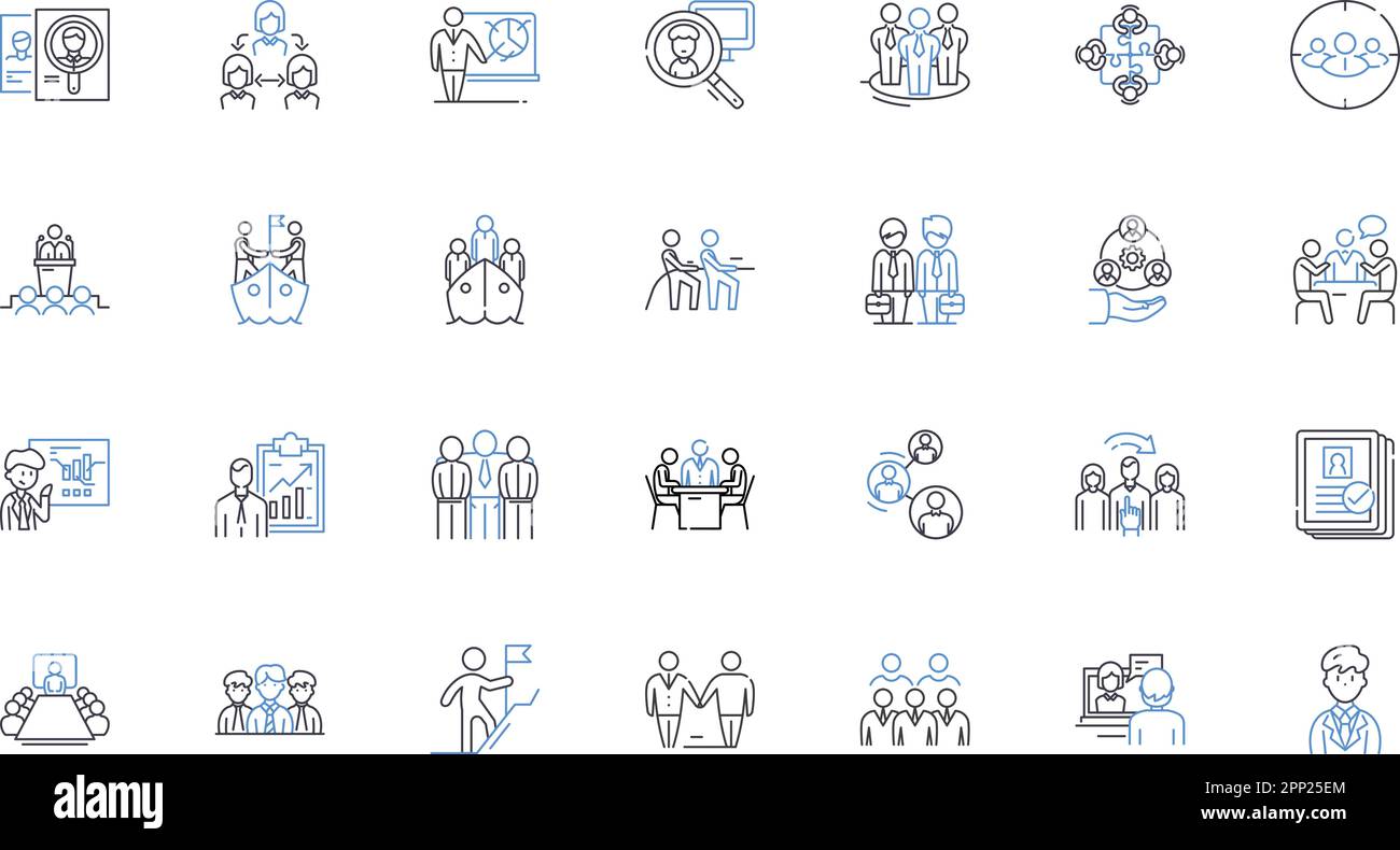 Colleagues work line icons collection. Teamwork, Collaboration ...