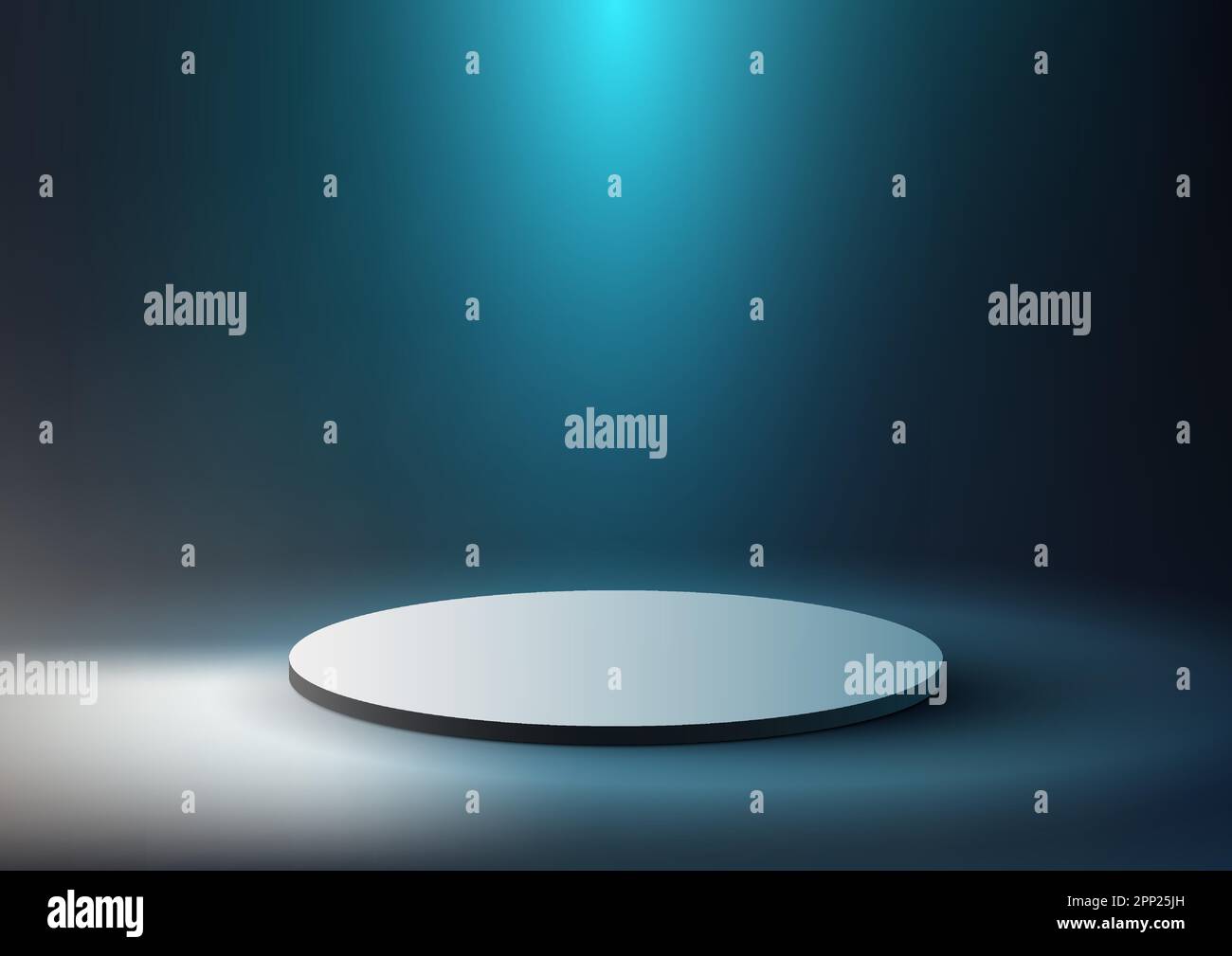 3D realistic empty white podium platform display on dark background ...