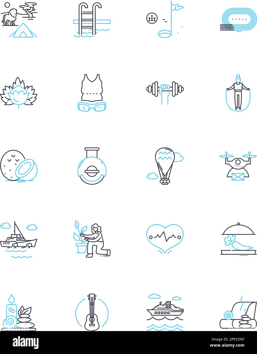 Balanced eating linear icons set. Nutrition, Wellness, Health, Balance ...