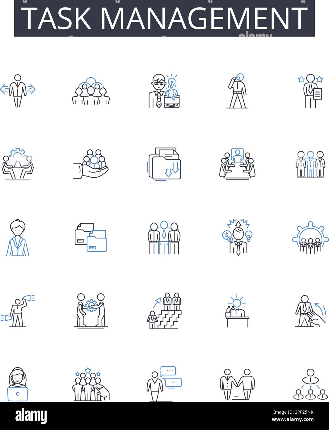 Task management line icons collection. Innovation, Futurism, Creativity ...