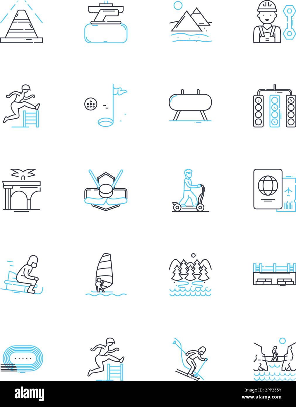 Wild adventures linear icons set. Safari, Jungle, Trek, Expedition ...