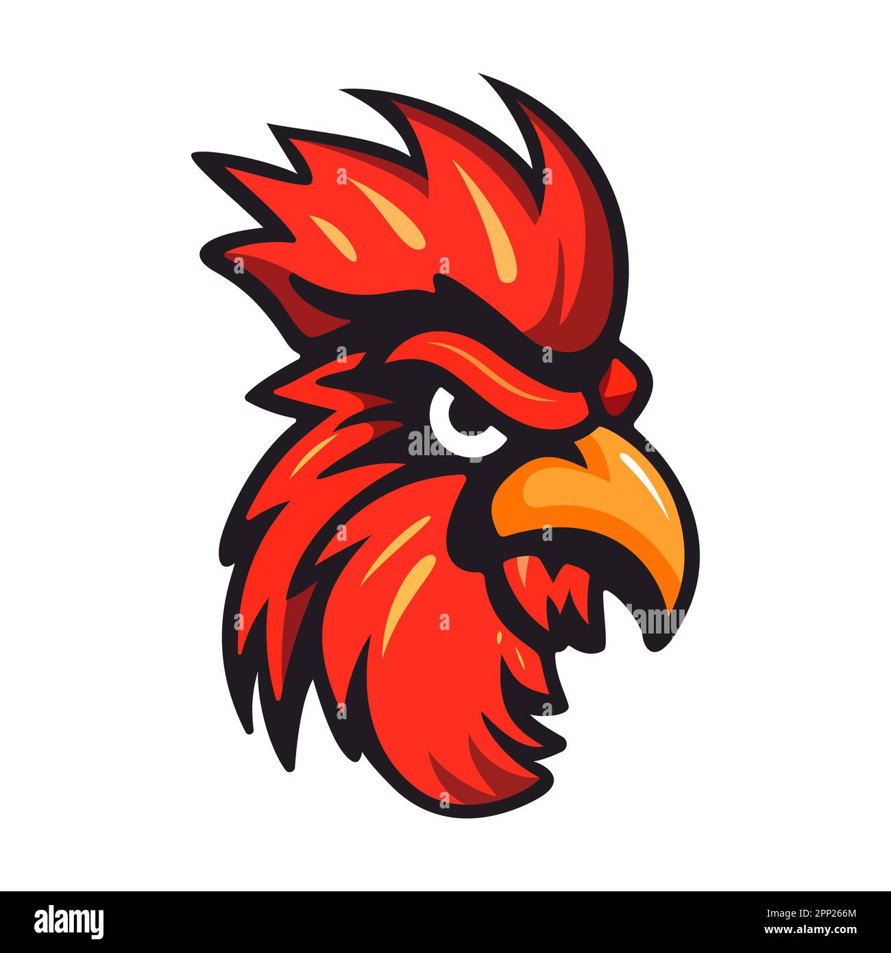 Rooster logo design. Cute rooster head. Image of a rooster in flat ...