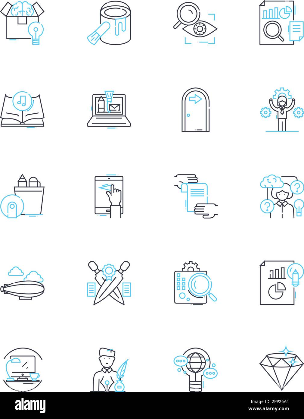 Insight And Perception Linear Icons Set Intuition Analysis Cognition Observation