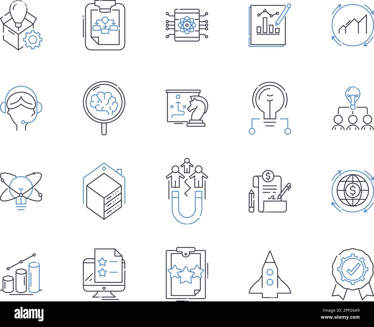 Brand positioning line icons collection. Positioning, Differentiation, Messaging, Strategy ...