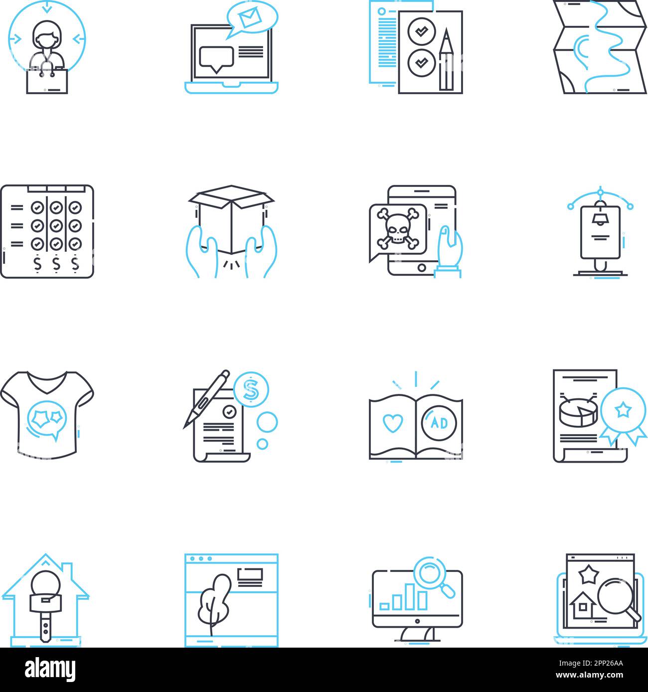 Influence power linear icons set. Authority, Control, Dominance, Impact ...