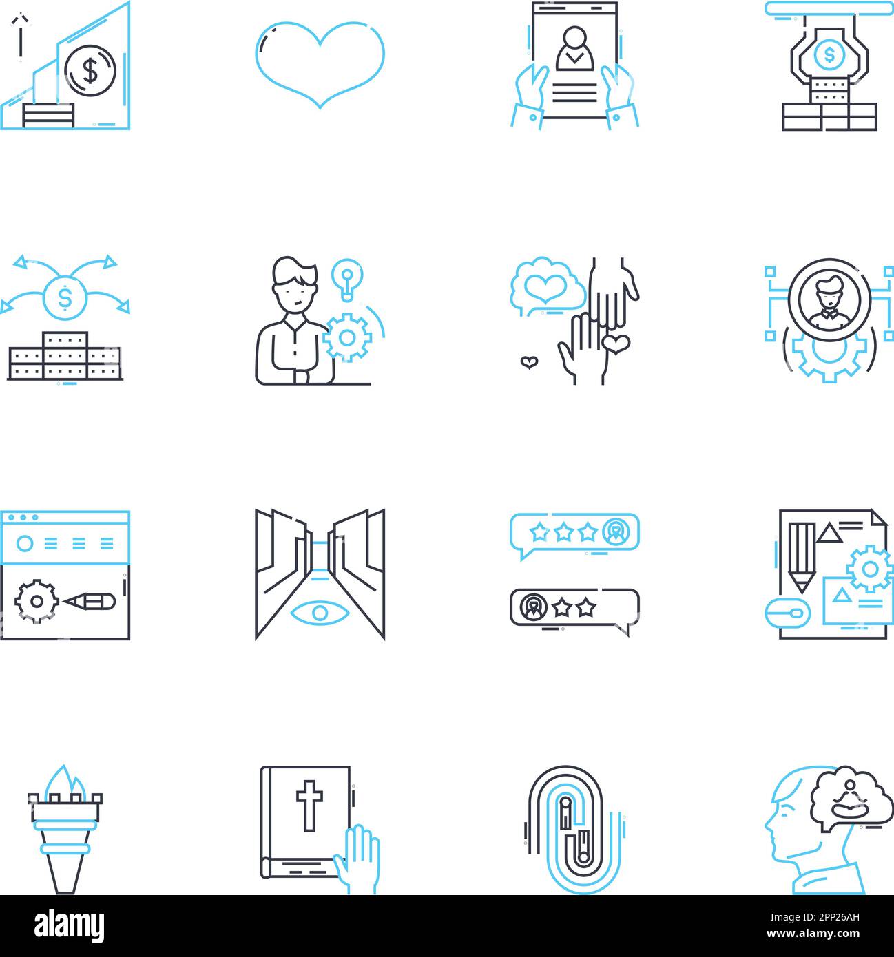 Integrated partnership linear icons set. Collaboration, Alliance ...
