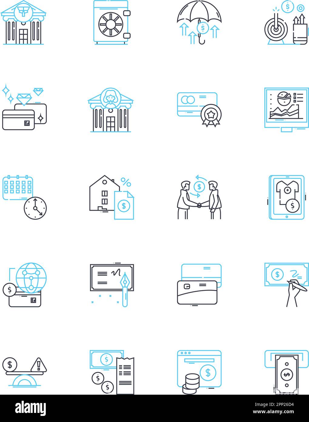 Cybersecurity Linear Icons Set Encryption Authentication Malware
