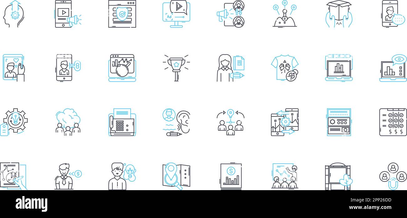 Brand Consultants Linear Icons Set Strategy Branding Positioning Differentiation Identity