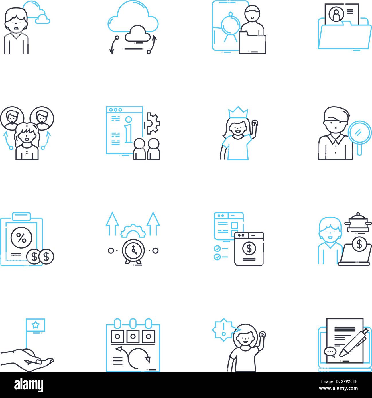 Professional Growth linear icons set. Development, Advancement ...