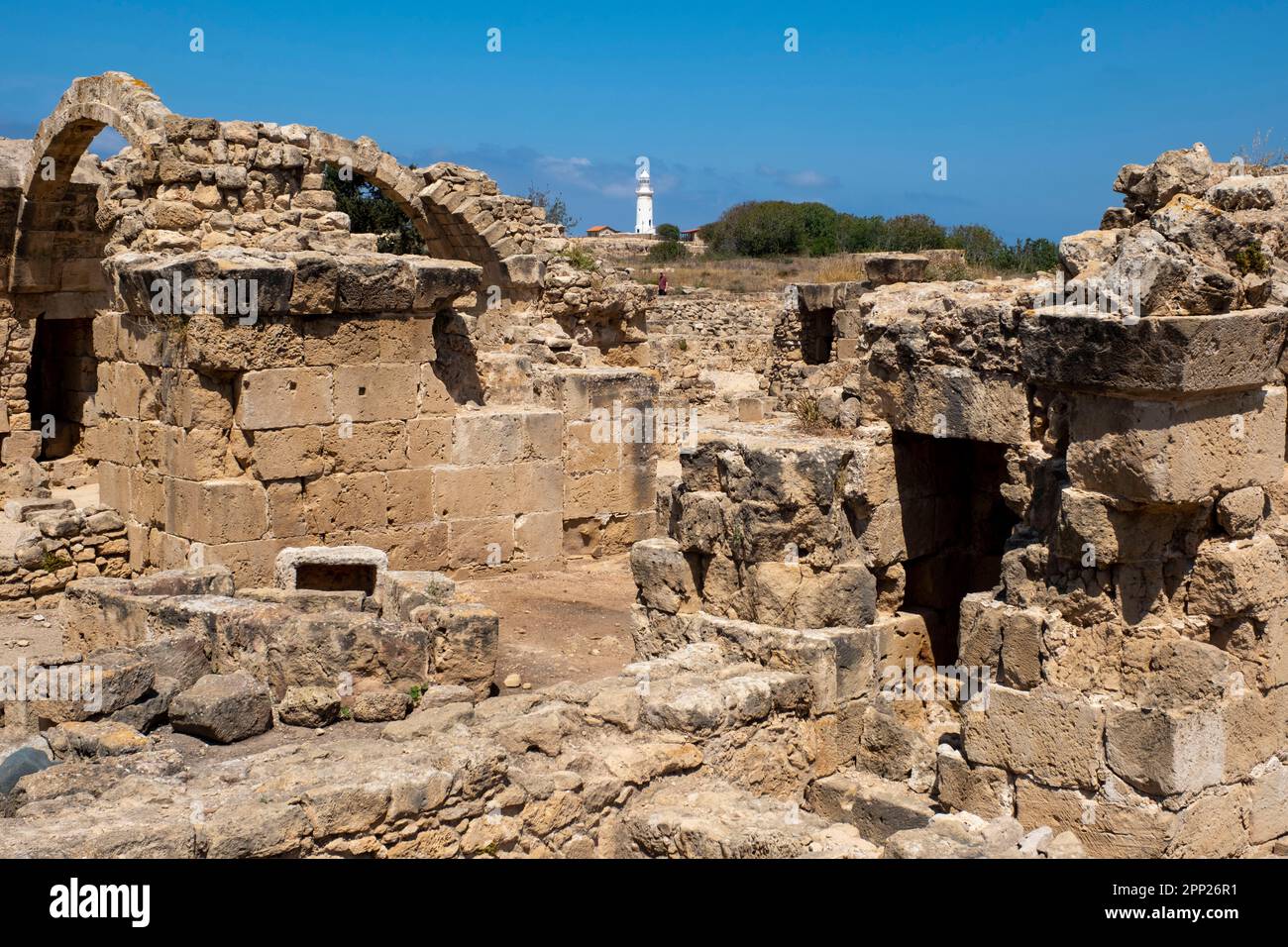 Castle ruins of Saranda Kolones, archaeological site in Pafos, Paphos ...