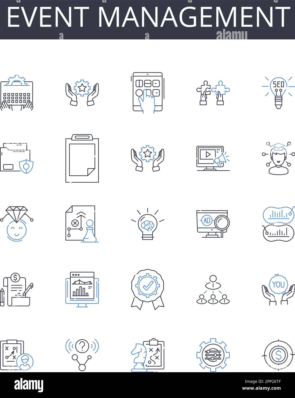 Event Management line icons collection. Project Planning, Business ...