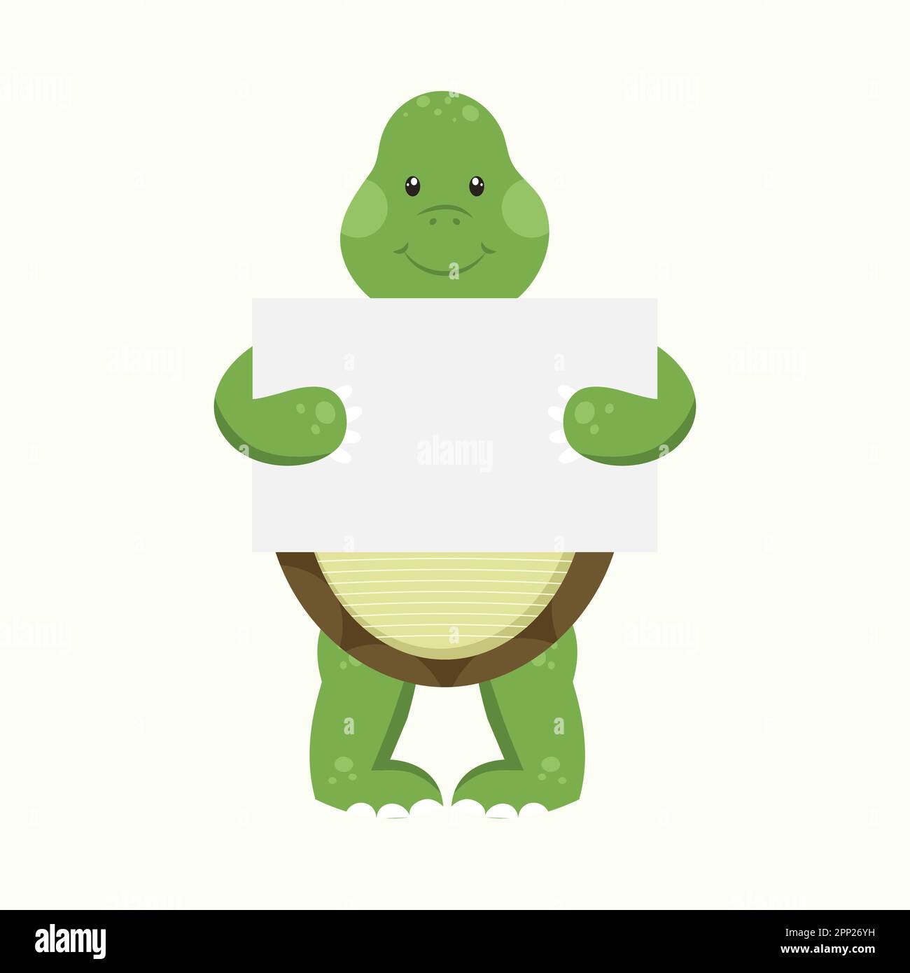 Funny Turtle Holding Empty Paper In Standing Pose On White Background ...