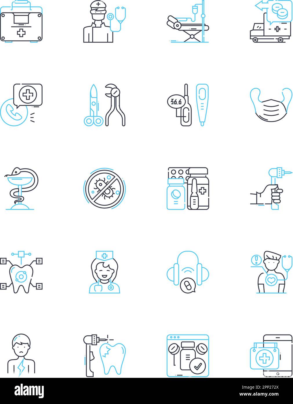 Public medicine linear icons set. Vaccinations, Prevention, Screening ...