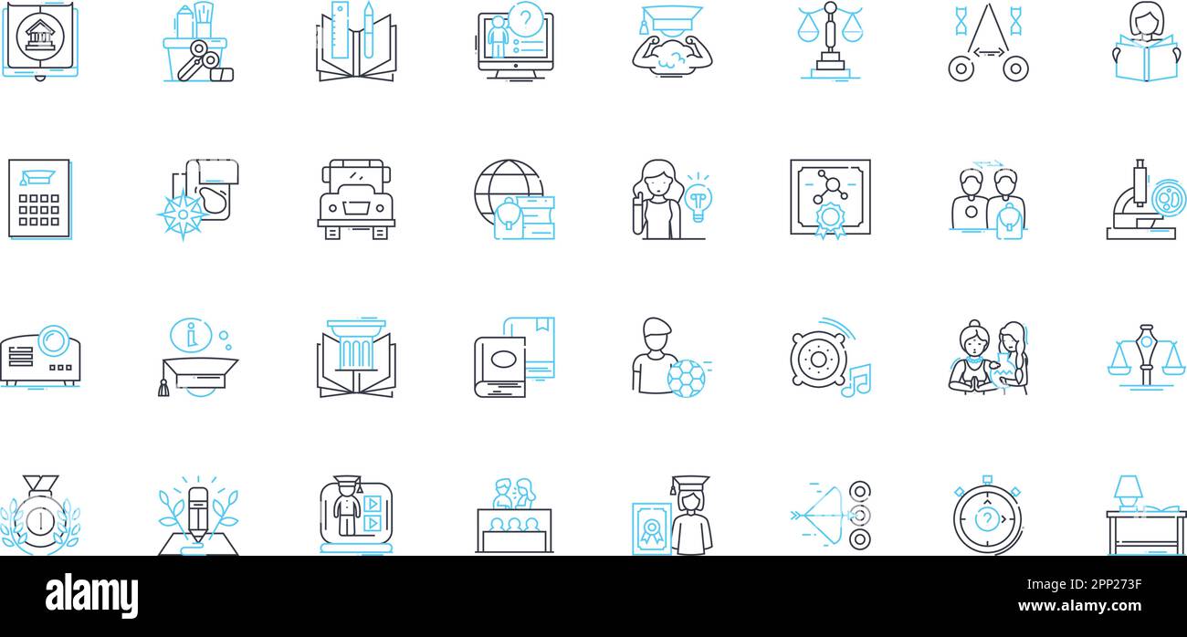 Middle school linear icons set. Adolescence, Education, Homework ...
