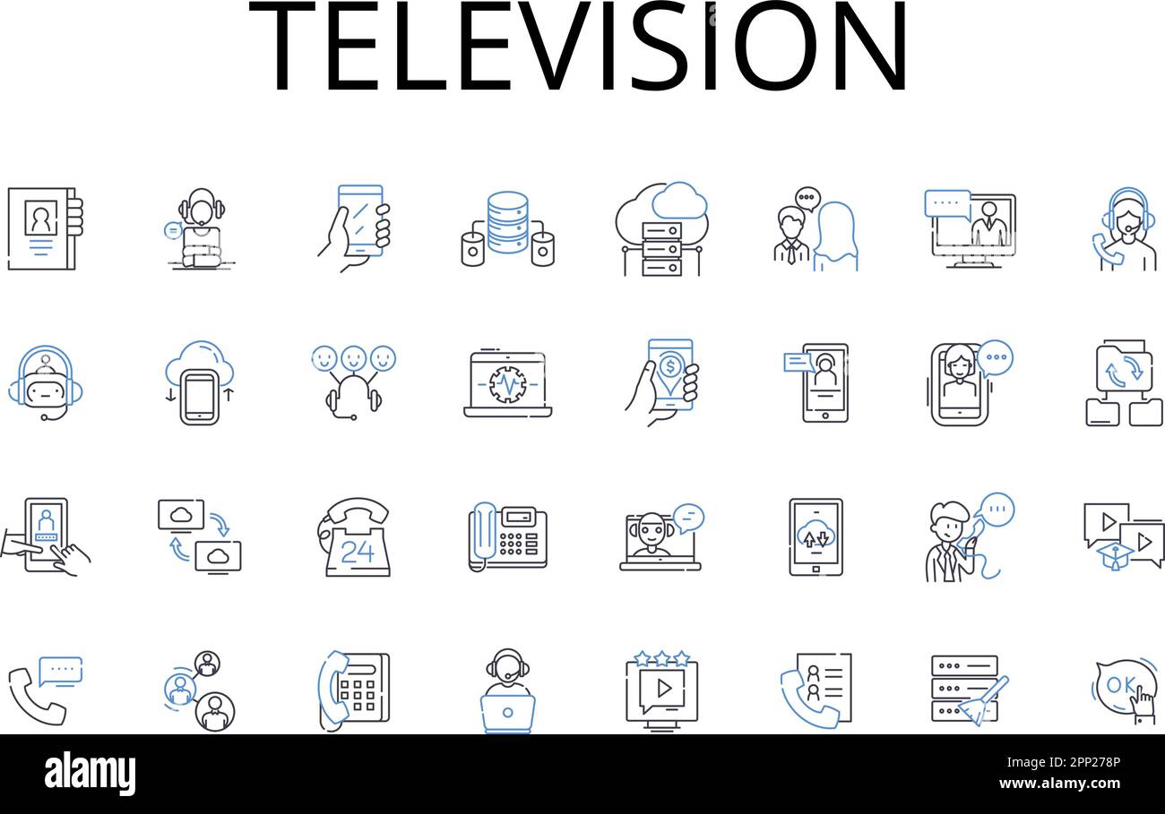 Television line icons collection. Cellph, iPad, Laptop, Desktop, Radio ...