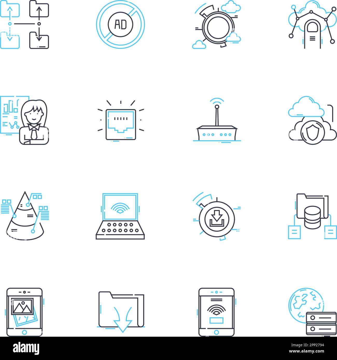Internet Connection Linear Icons Set Wireless Ethernet Broadband