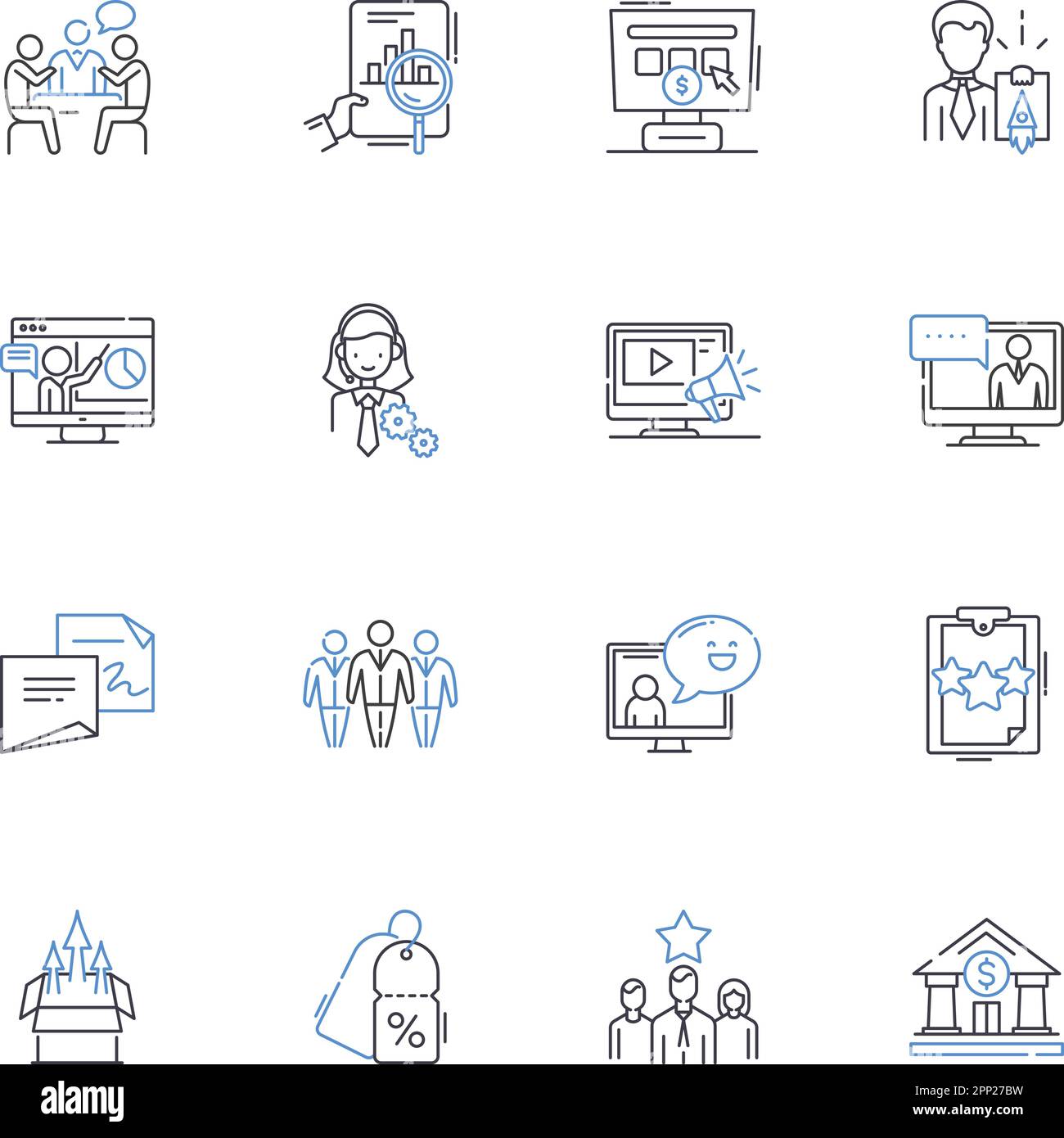 Distribution launch line icons collection. Rollout, Unveiling, Introduction, Debut, Release ...