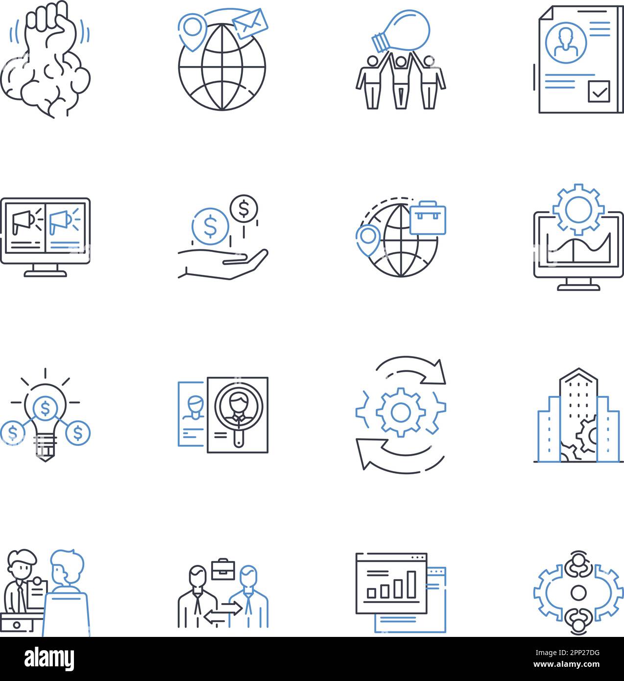Performance growth line icons collection. Development, Advancement ...