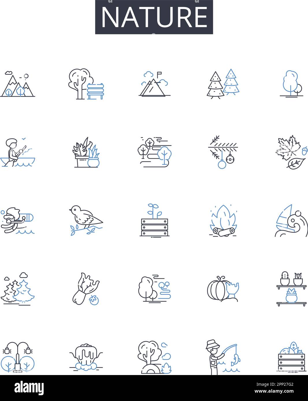 Nature line icons collection. Natural world, Wilderness, Environment ...