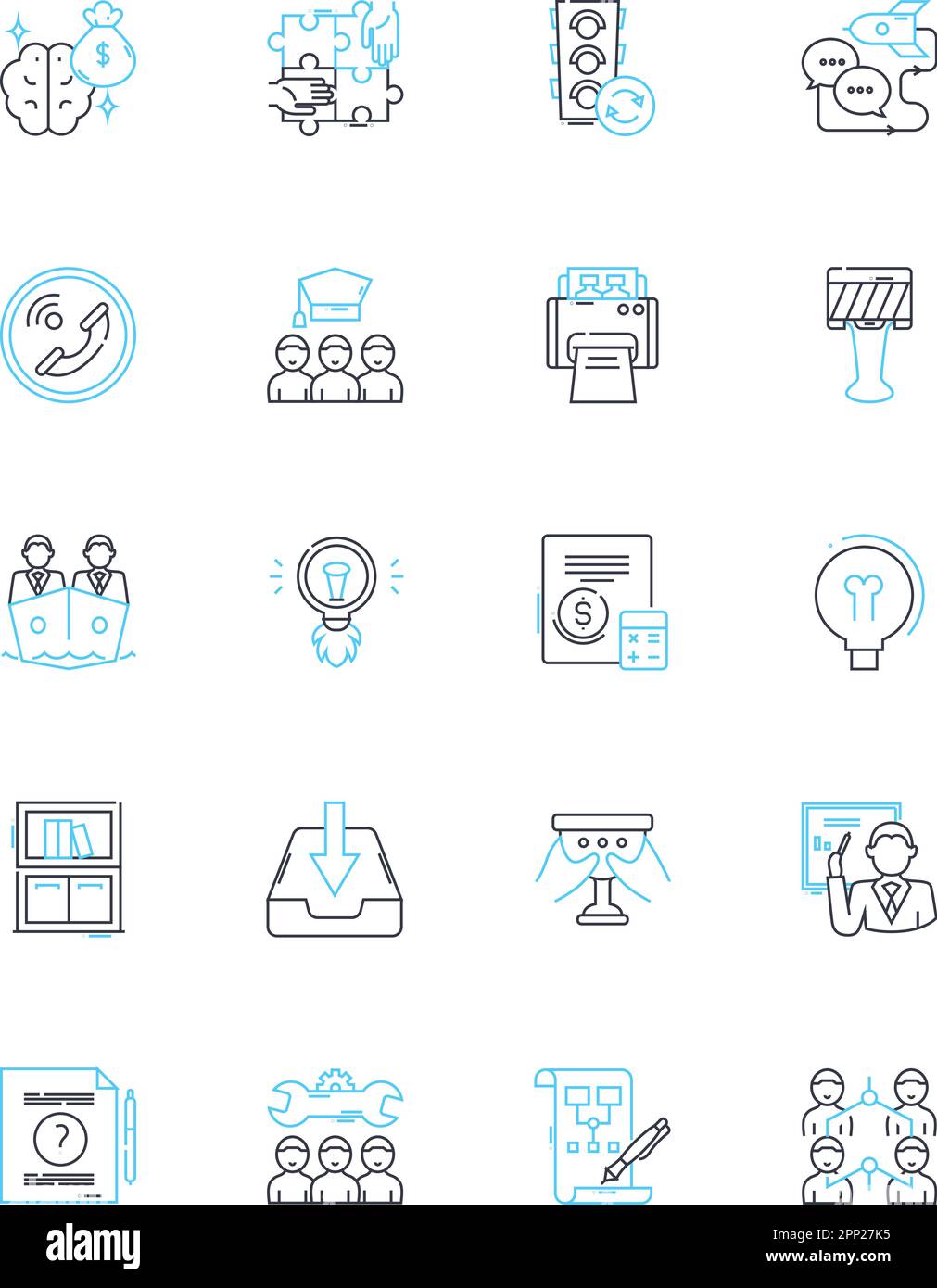 Corporate position linear icons set. Leadership, Management, Strategy ...