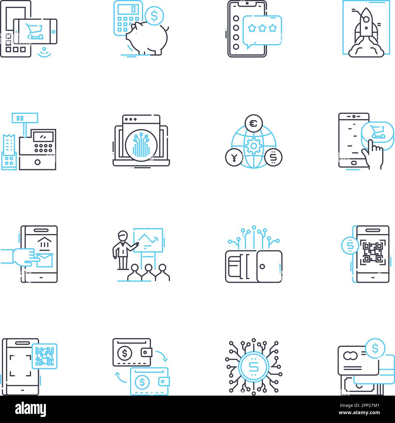 Electronic transfer linear icons set. Transfer, Electronic, Payment ...