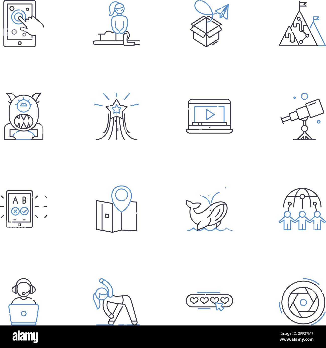 Discovery dealer line icons collection. Exploration, Innovation ...