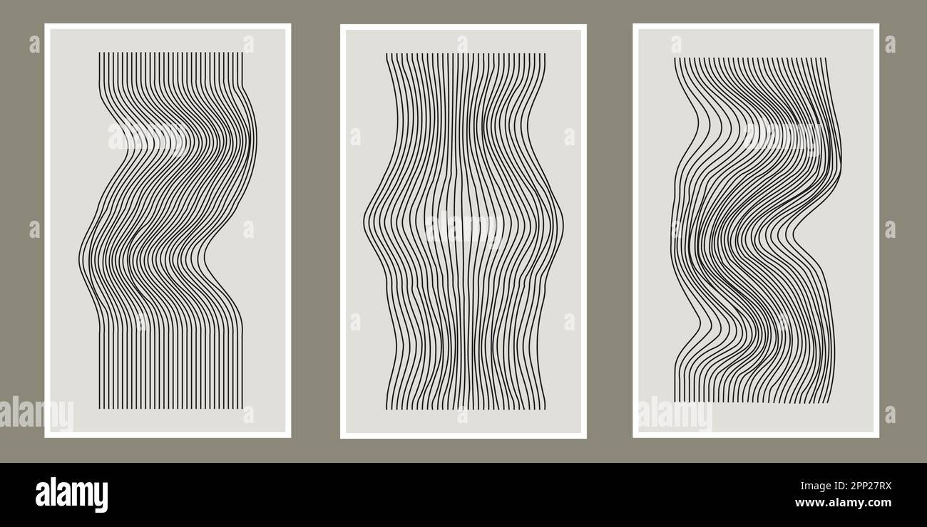 Collection of wall art with abstract line art designs Stock Vector ...
