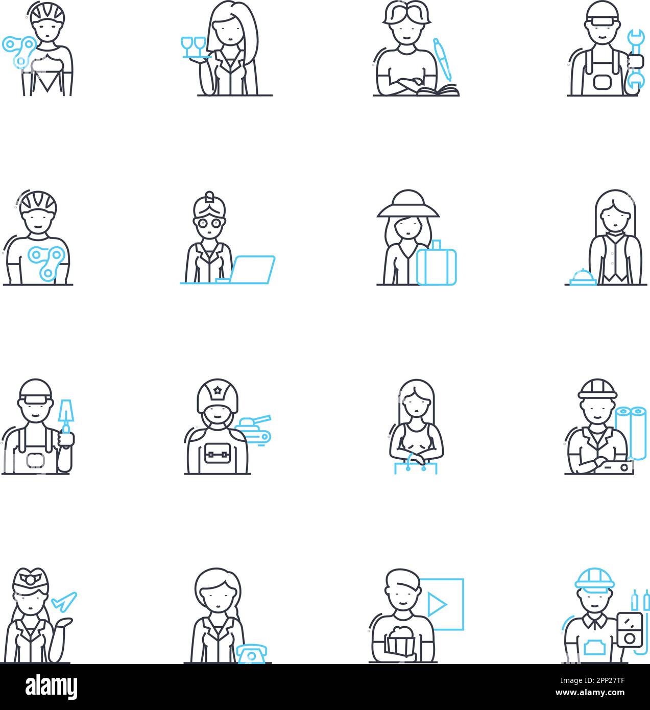 Vocation linear icons set. Calling, Mission, Purpose, Career, Passion ...