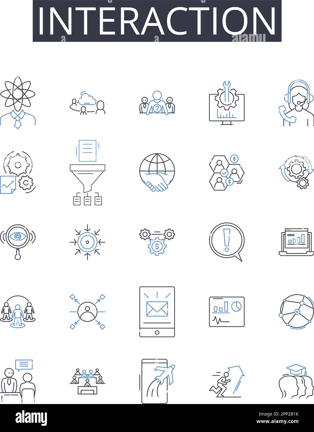Interaction line icons collection. Polymer, Man-made, Artificial ...