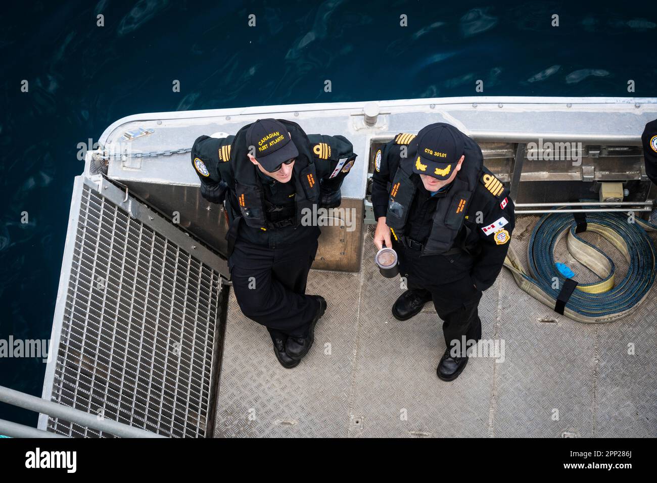 Landing craft embarked in HMCS Margaret Brooke transfers crew ashore at ...