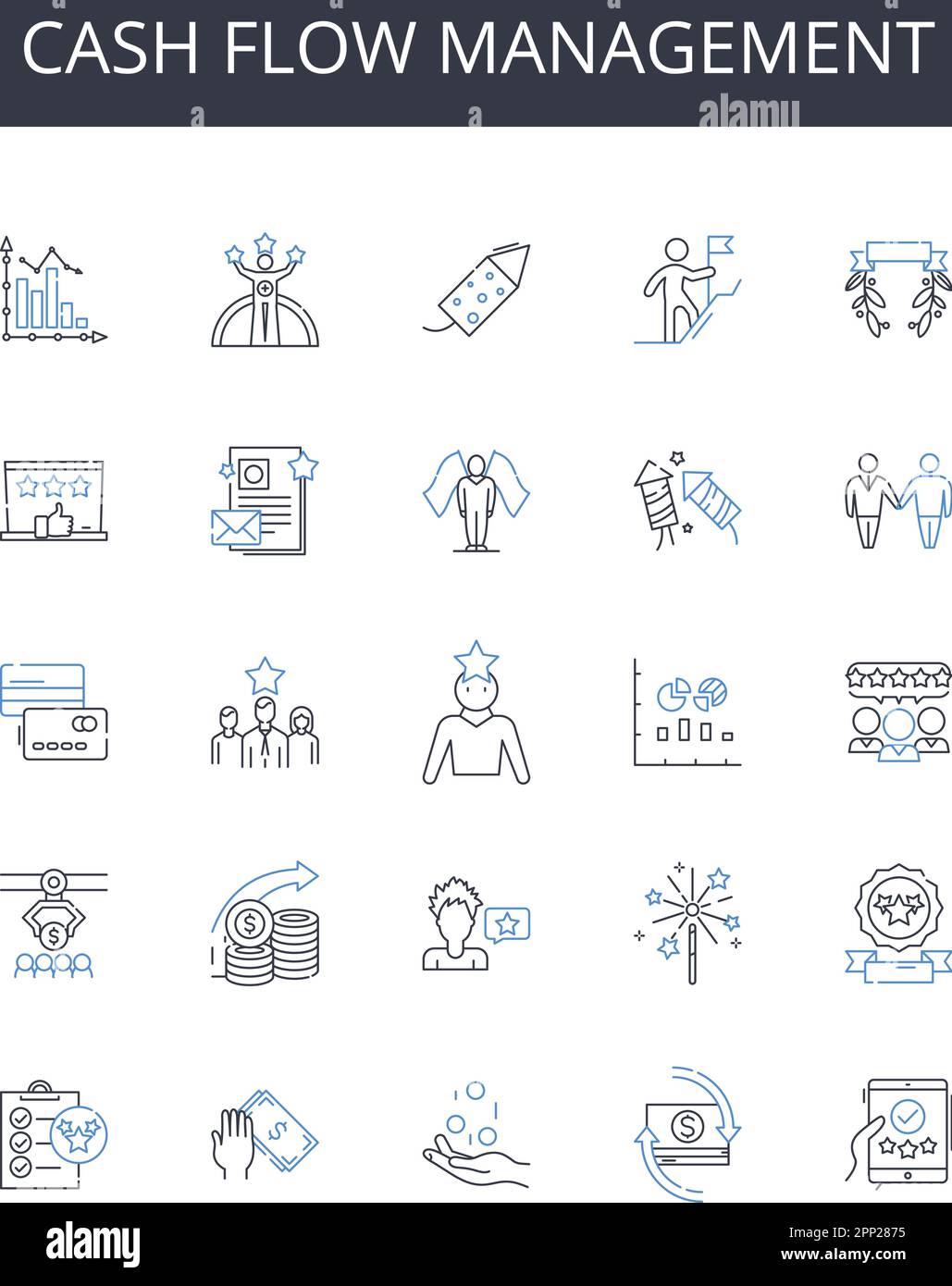 Cash flow management line icons collection. Revenue forecasting, Profit optimization, Expense ...
