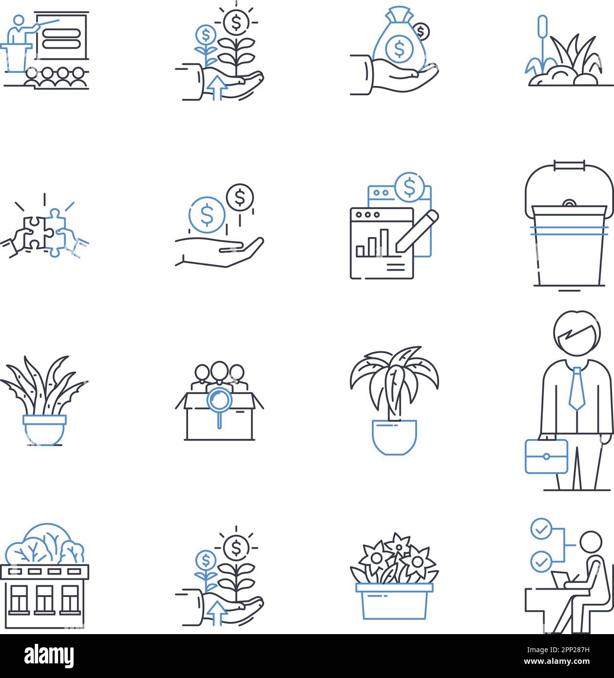 Information Industry Line Icons Collection Technology Data Digital