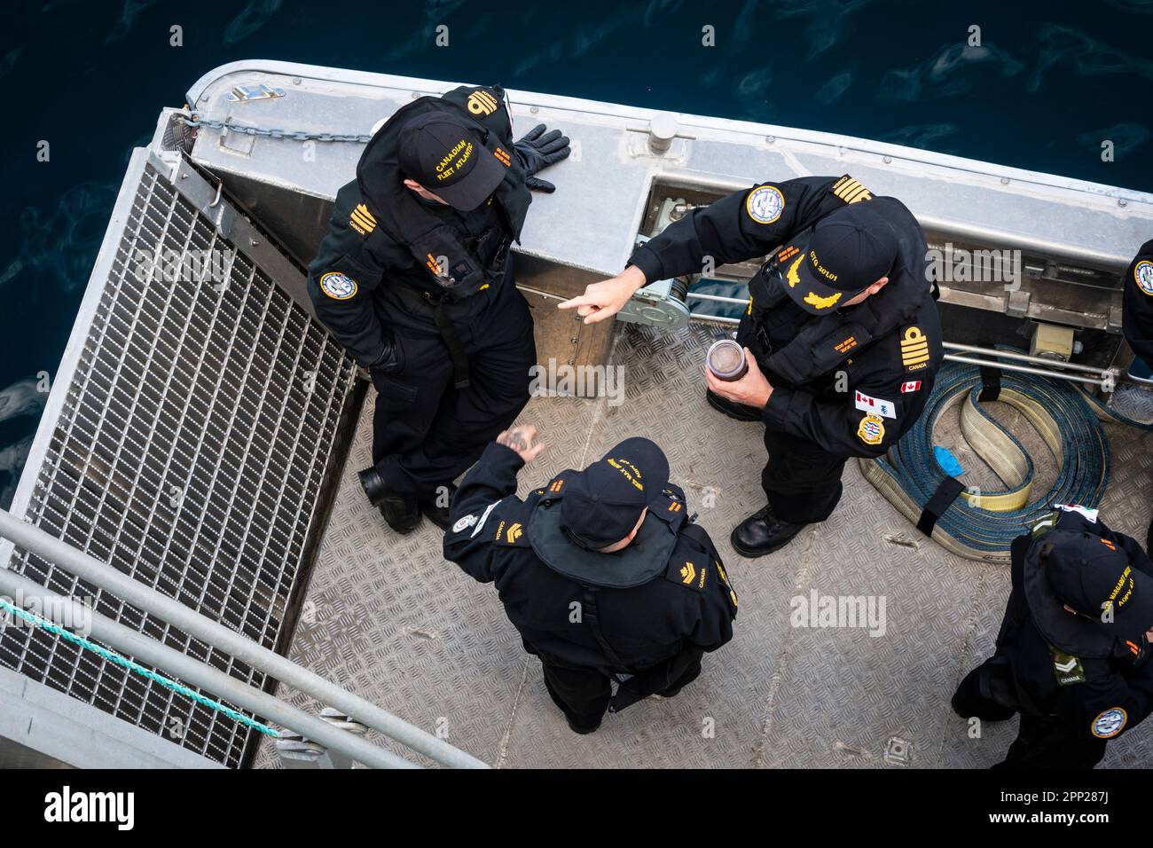 Landing craft embarked in HMCS Margaret Brooke transfers crew ashore at ...