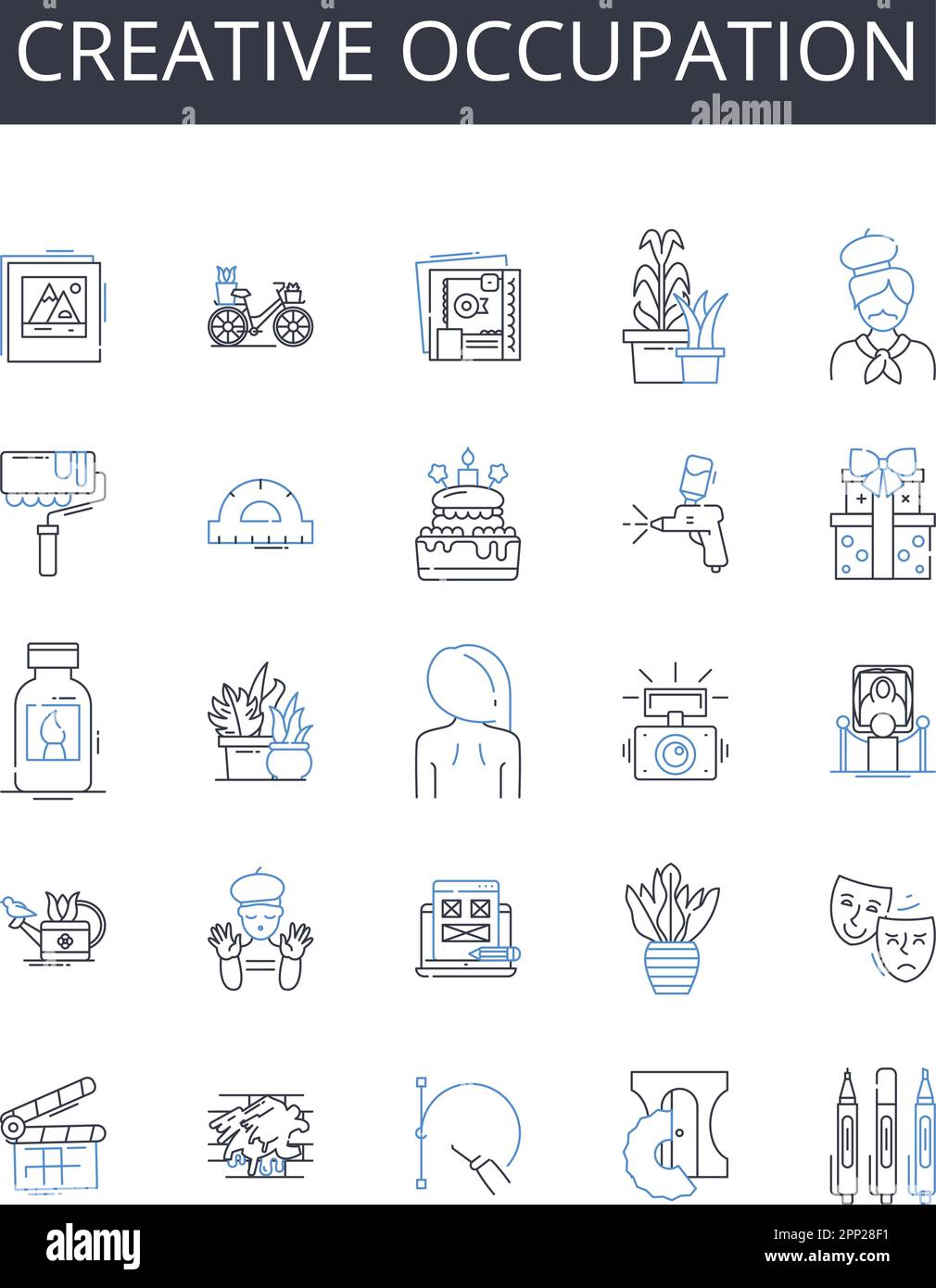 Creative Occupation Line Icons Collection Artistic Career Innovative Profession Imaginative