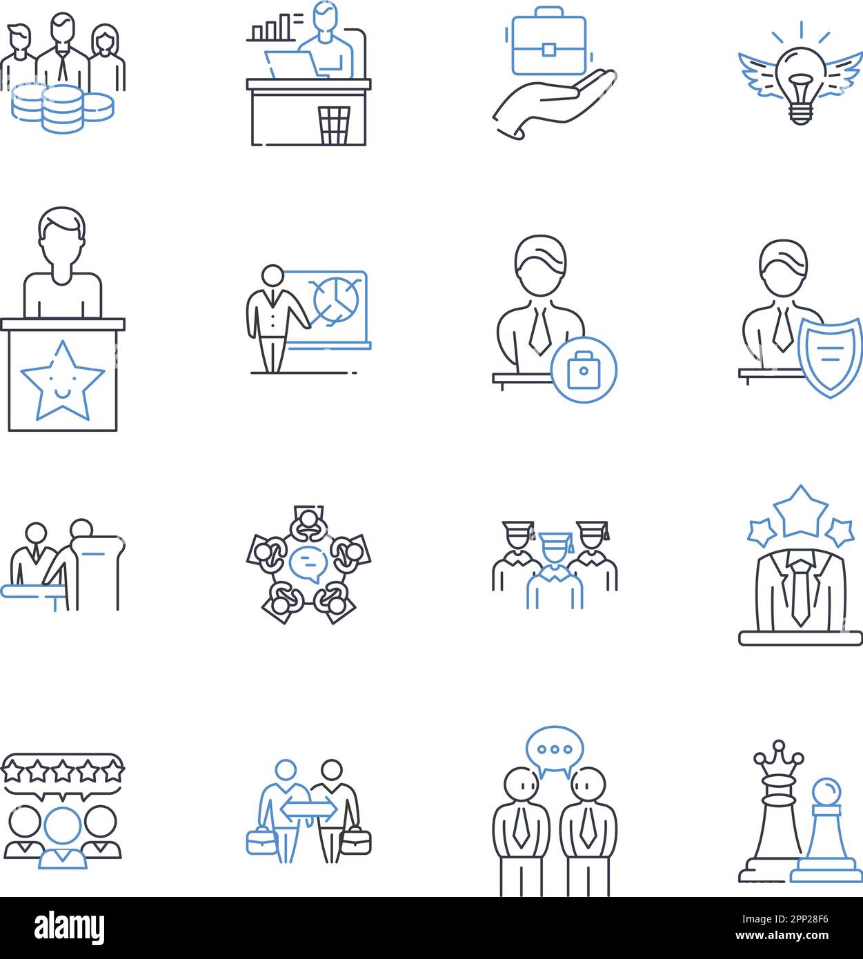 Professional affairs line icons collection. Credentialing, Nerking ...