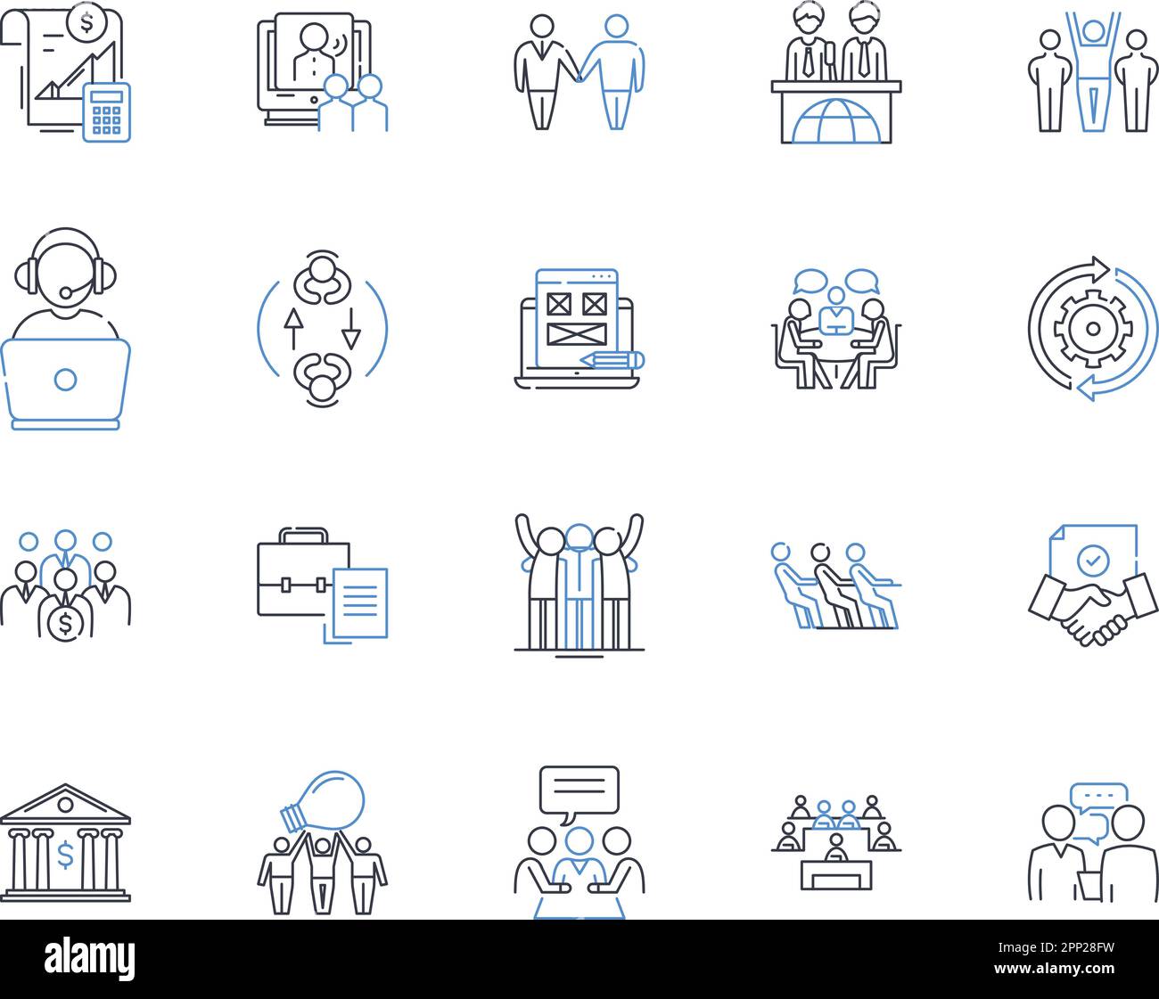Business concern line icons collection. Strategy, Finance, Marketing ...