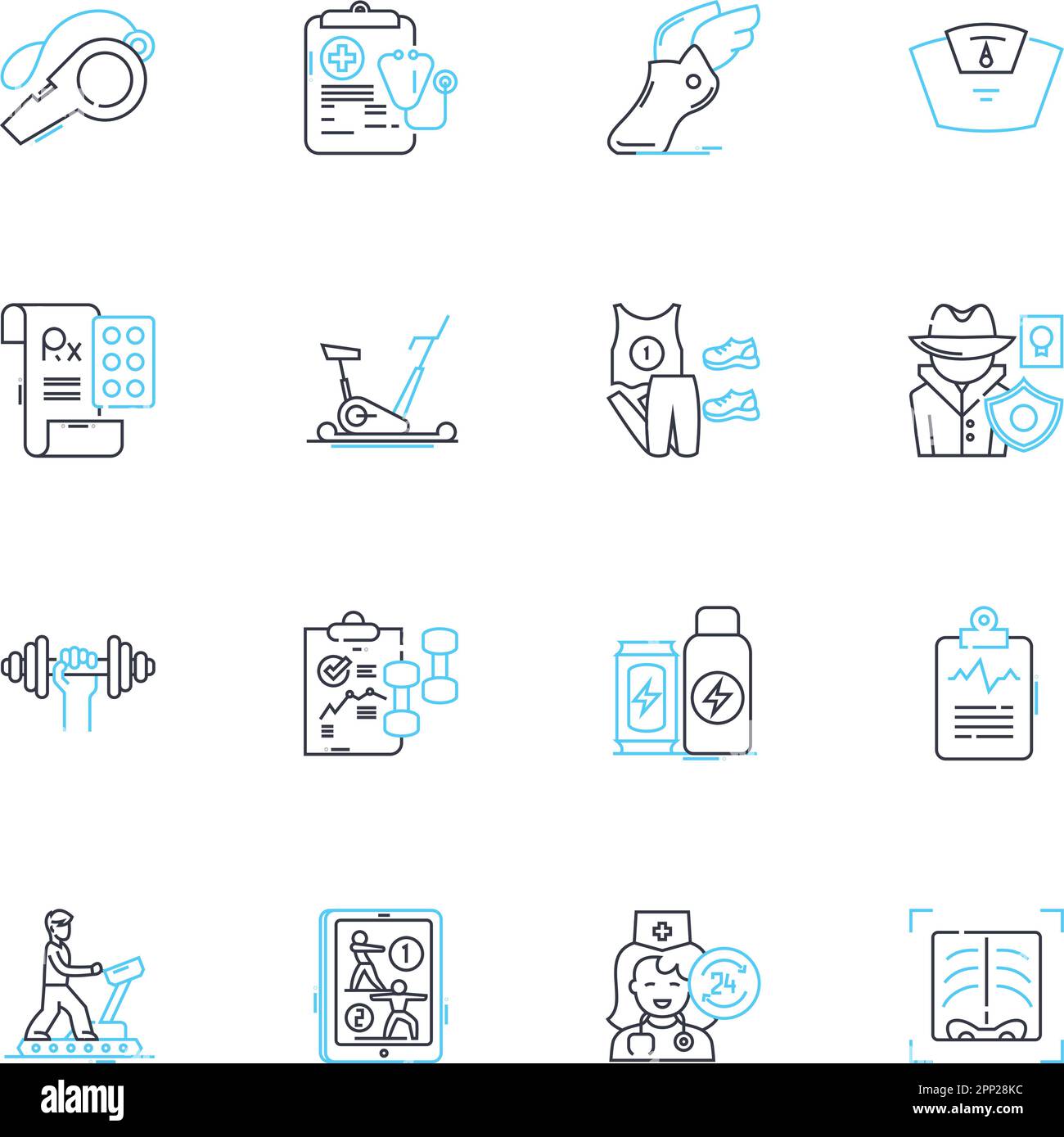 Sports medicine linear icons set. Treatment, Rehabilitation, Injury ...