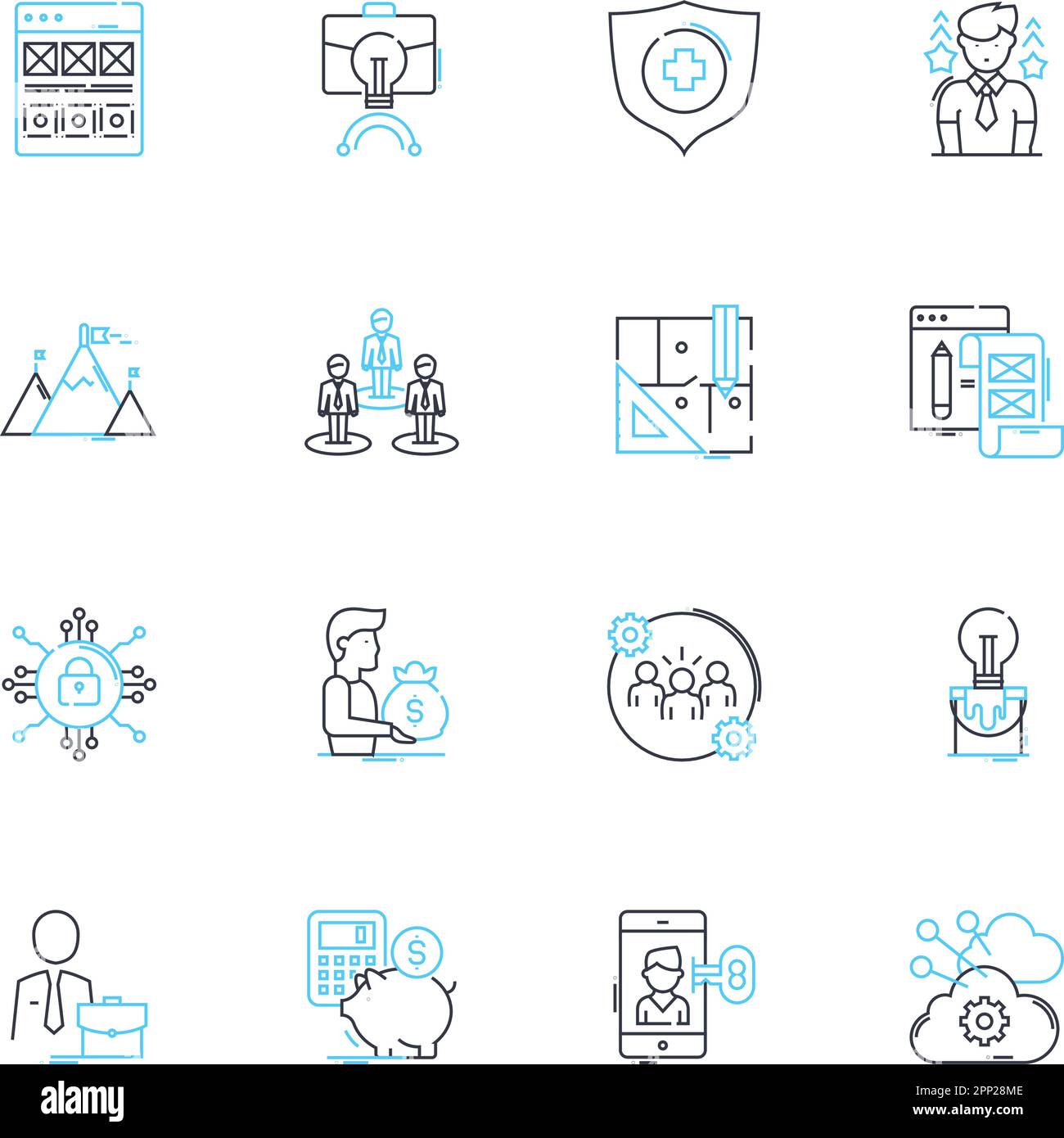 Entrepreneurial evolution linear icons set. Innovation, Growth ...