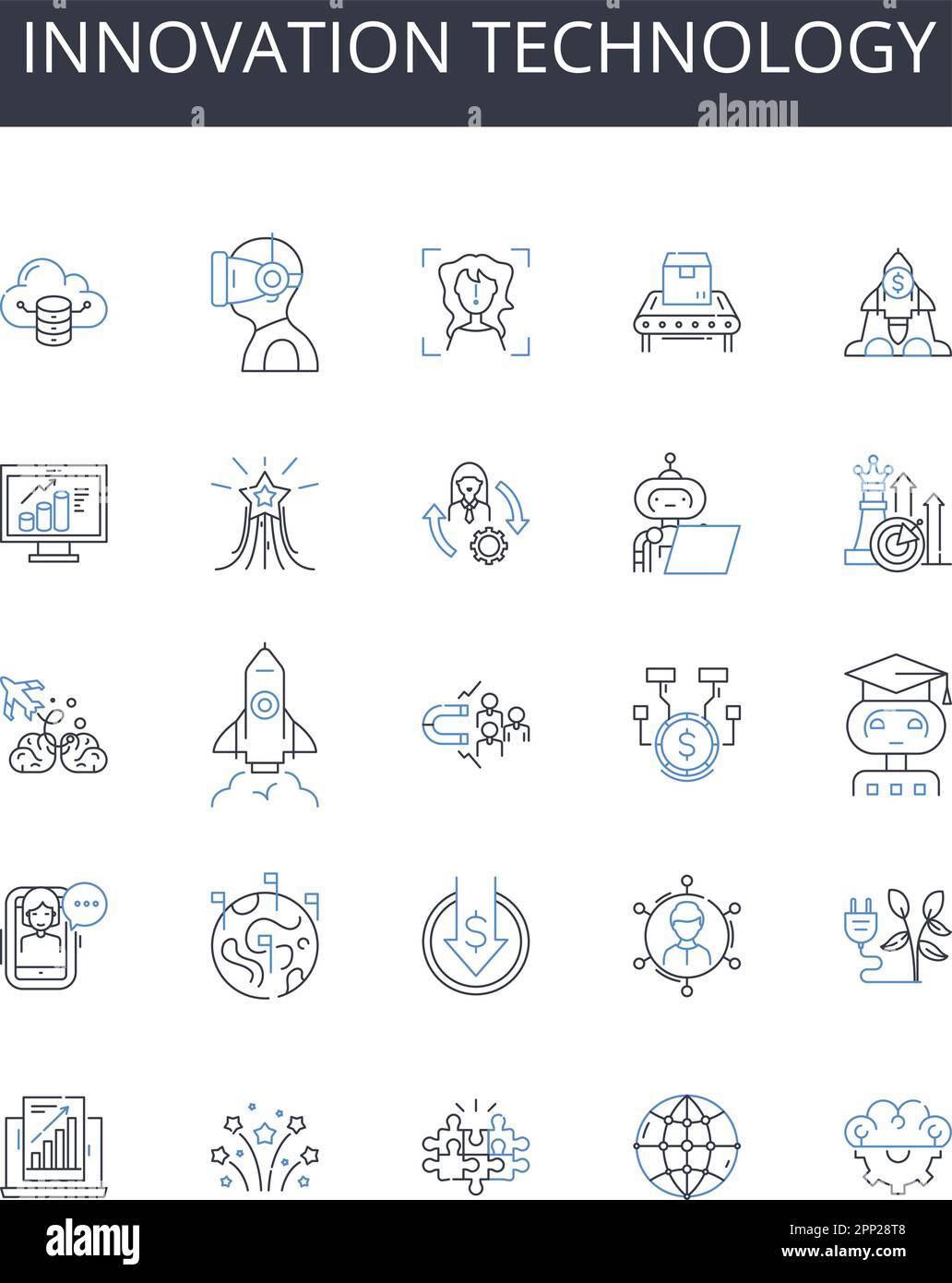 Innovation technology line icons collection. Creativity art, Knowledge ...