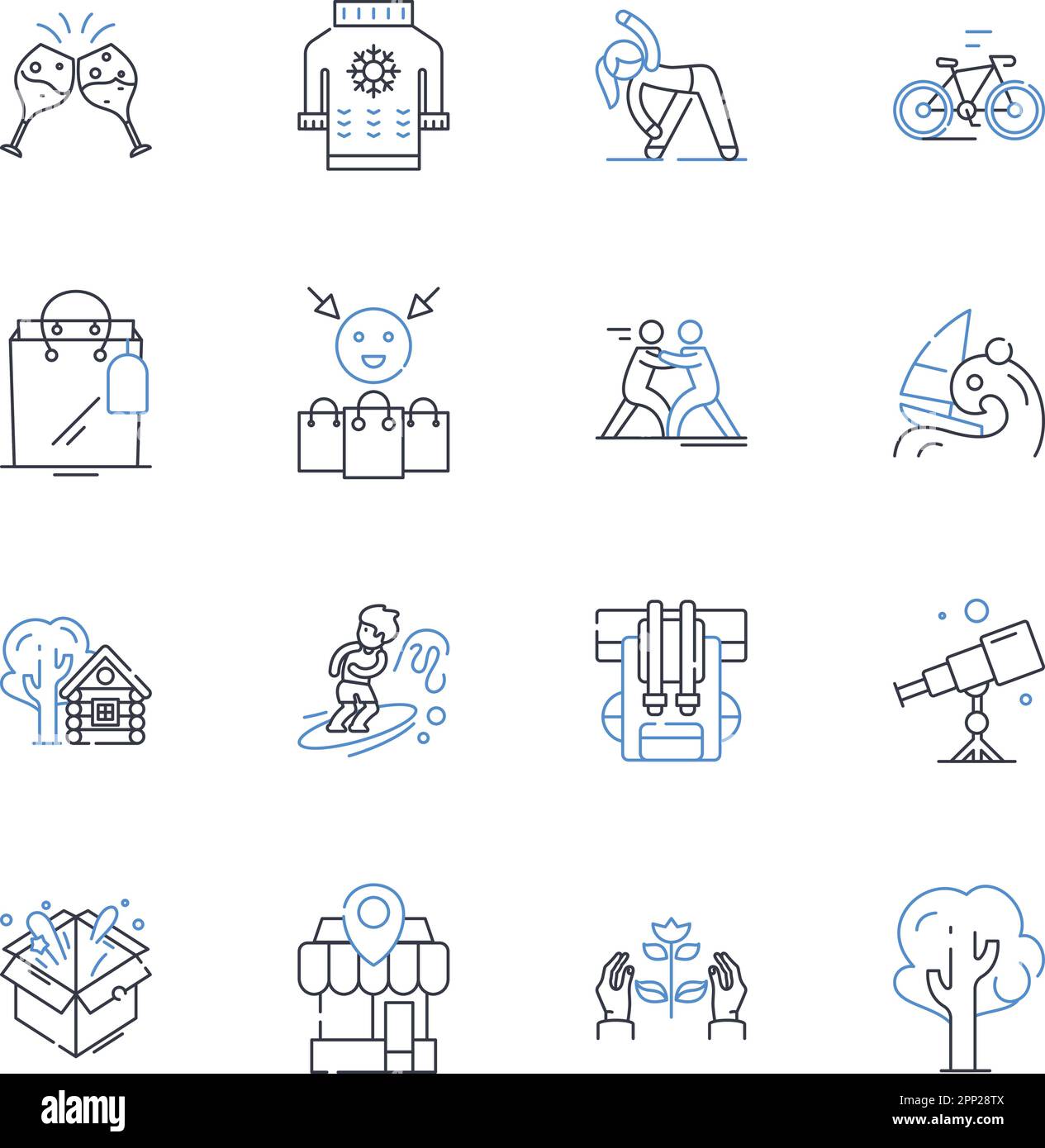 Hiking trails line icons collection. Scenic, Wilderness, Adventurous ...