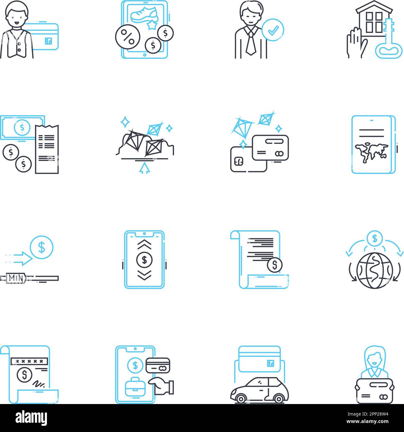 Online banking linear icons set. Security, Convenience, Accessibility ...